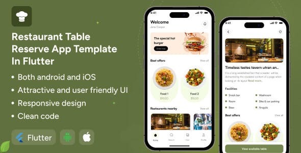 DineTable app UI template | Restaurant table reservation app in flutter ...